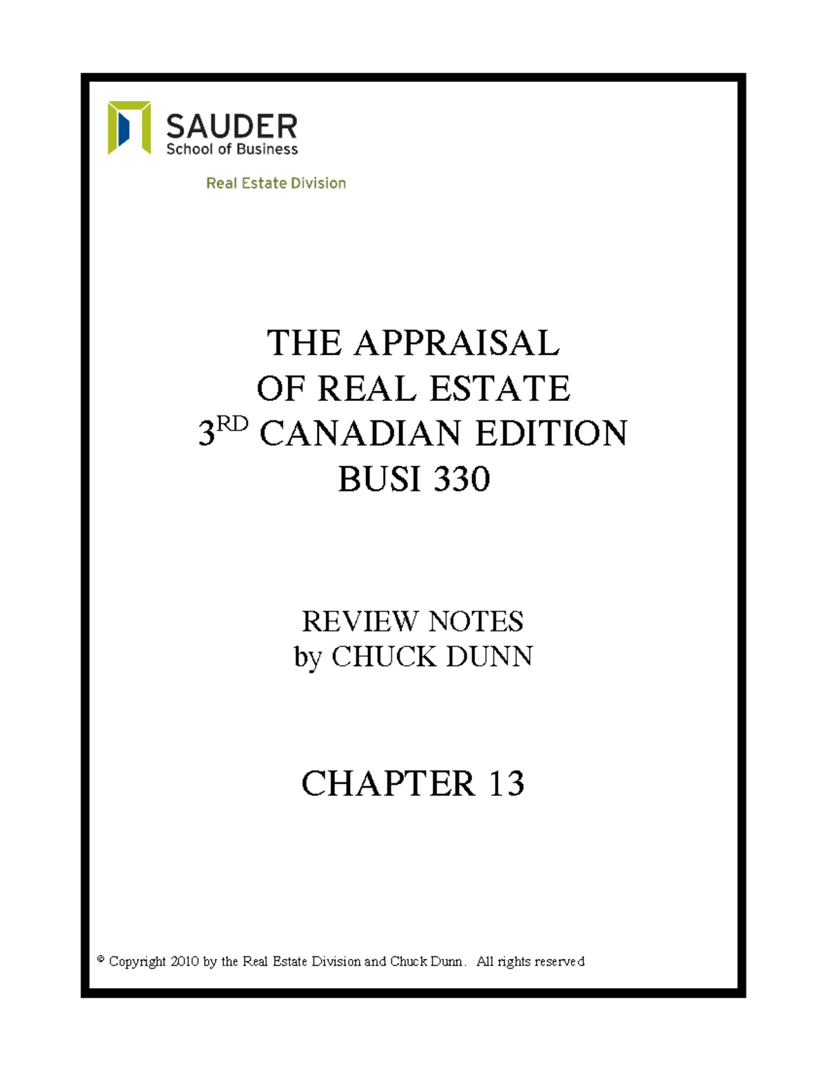Rchap 3rd13 - chp 3 - THE APPRAISAL OF REAL ESTATE 3 RD CANADIAN ...