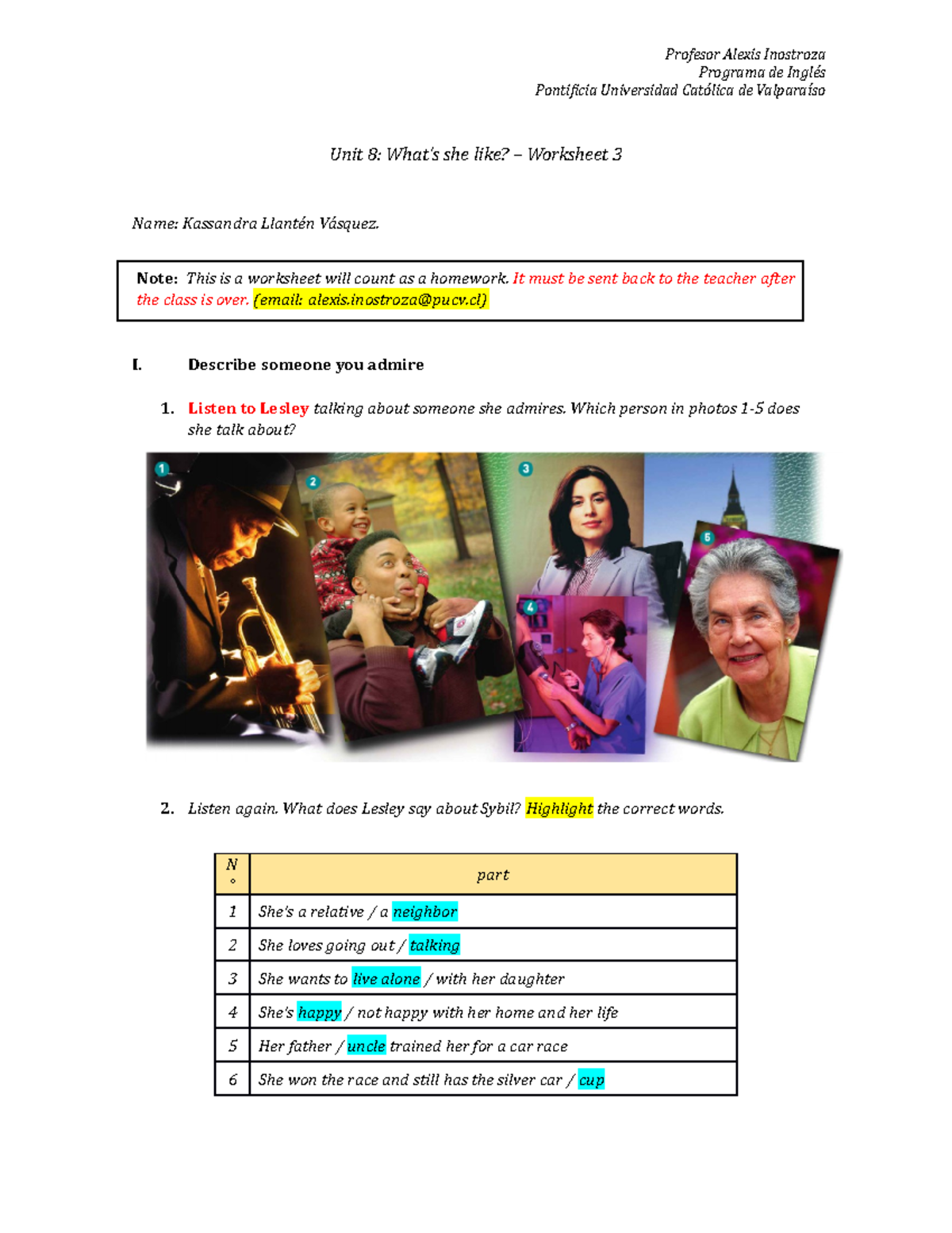 Worksheet 3 - Unit 8 - ejercicios para practicar - Pontificia ...