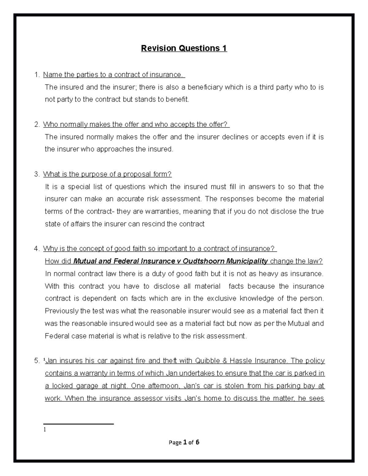 10. Revision Questions and Answers - ENCH2IT - UKZN - Studocu