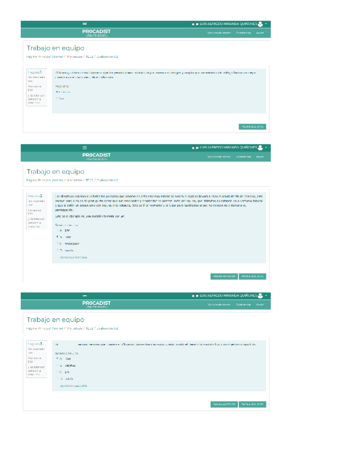 Evaluación U2 - Cursos Procadist: Trabajo en equipo - Studocu