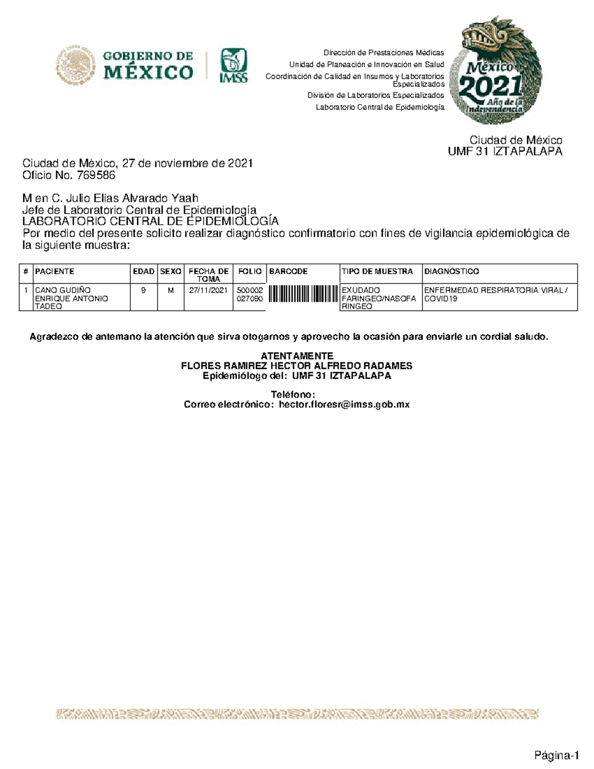 Oficio Solicitud (96) para subrogada en la cdmx de l - Dirección de ...