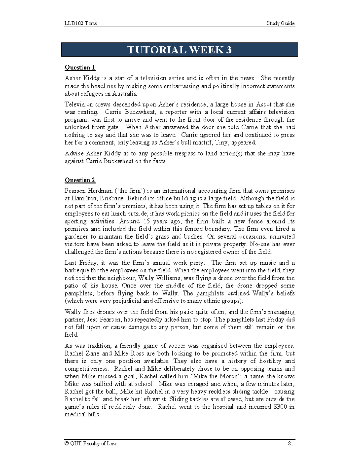 LLB102 Tutorial Week 3 - - Studocu