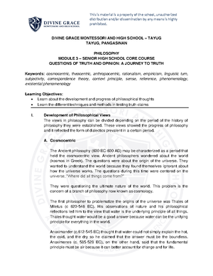 SHS Module 2 Philosophy - distribution and/or dissemination by any ...