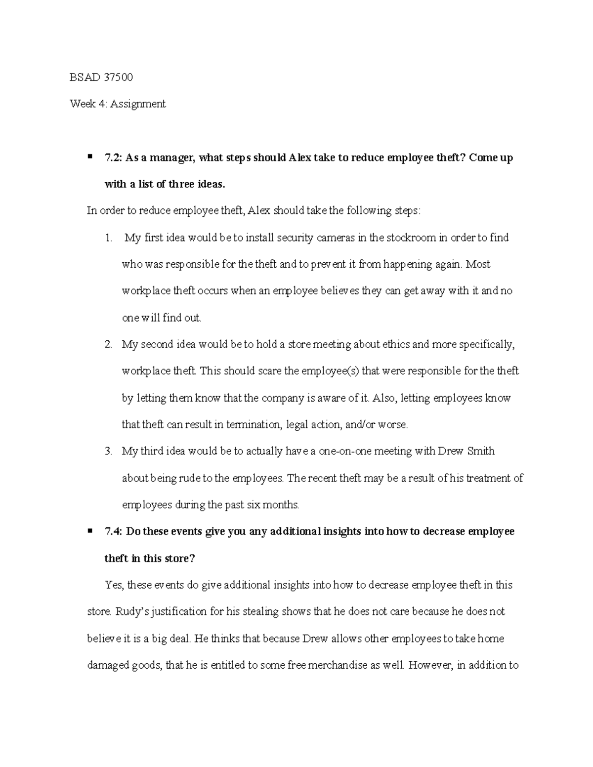BSAD 37500 - Week 4 Assignment - BSAD 37500 Week 4: Assignment 7: As a ...