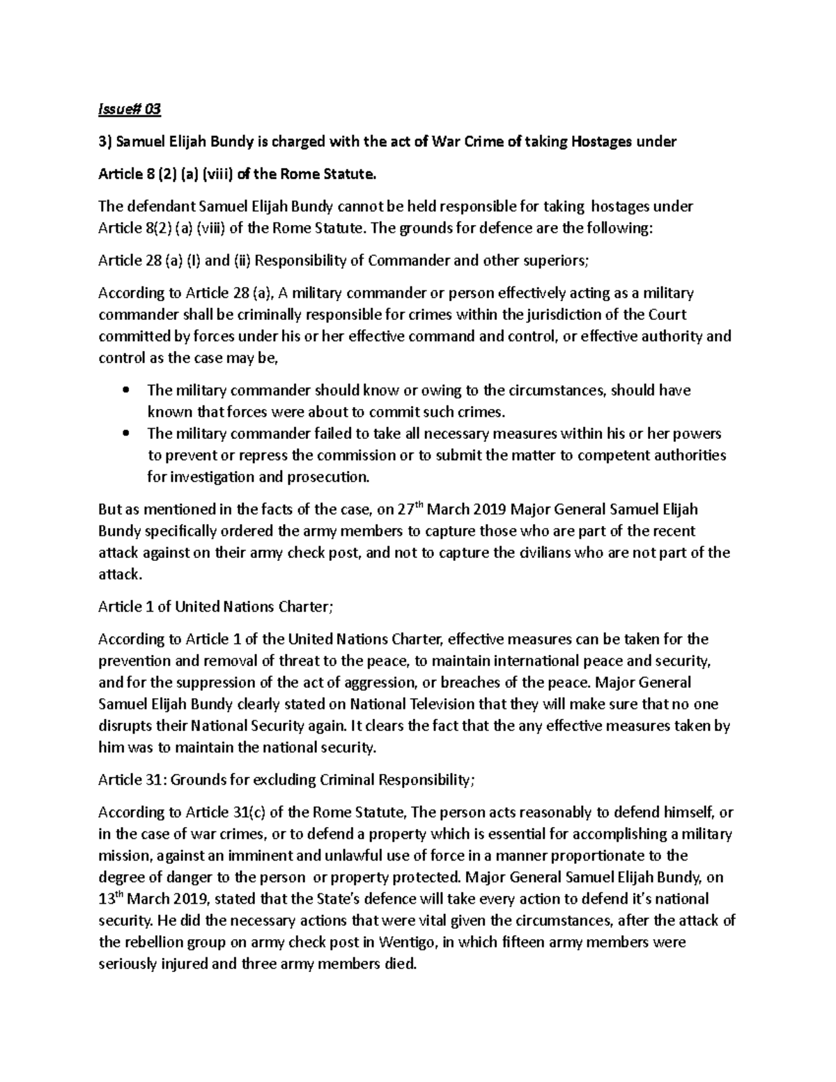 Document Law notes document LLB - Issue# 03 3) Samuel Elijah Bundy is ...