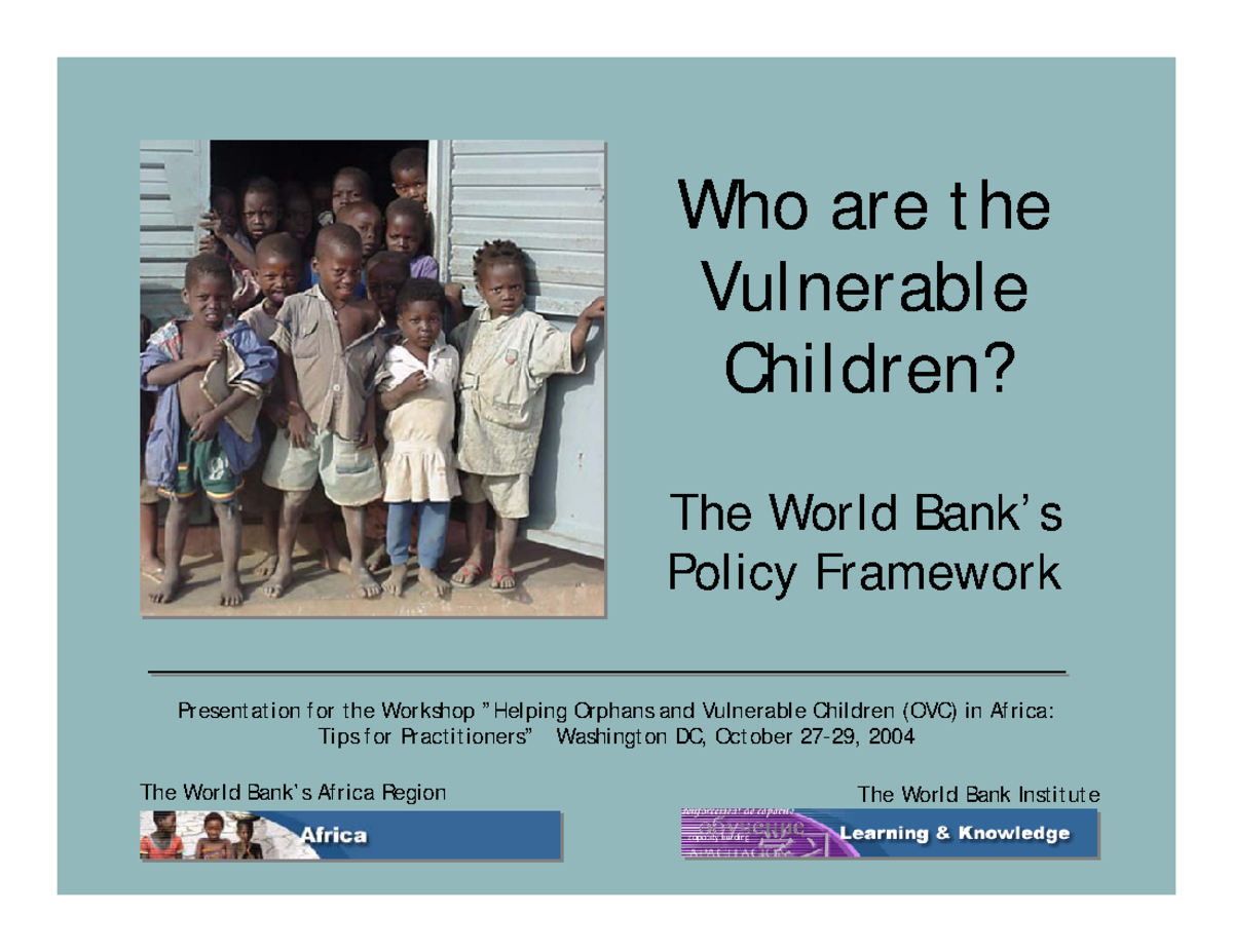Who Are the Vulnerable Children - Who are t he Vulnerable Children? The ...