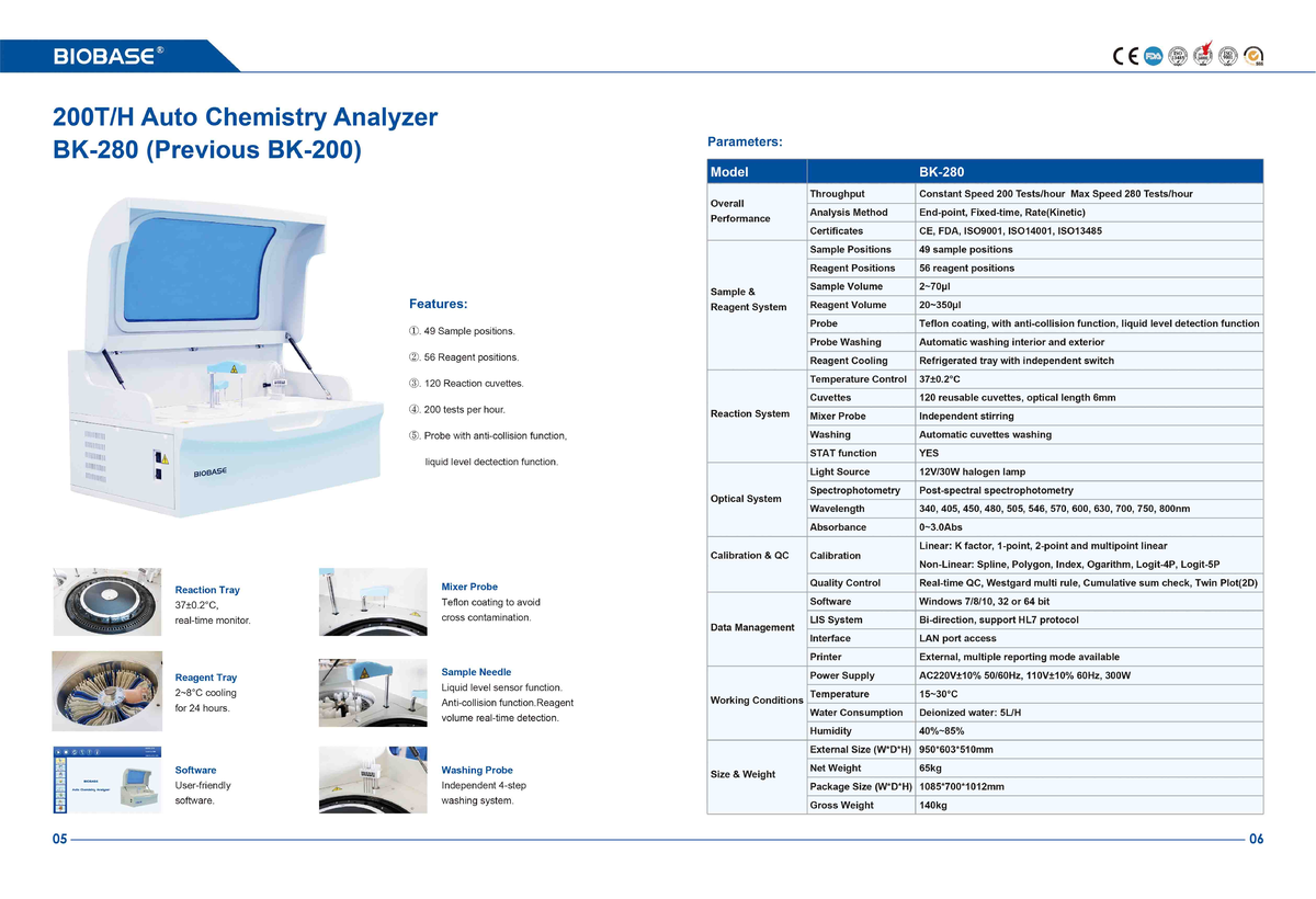 BK-280 Auto Chemistry Analyzer - Biobase Product Catalogue 2021 - Bioquímica I - Studocu