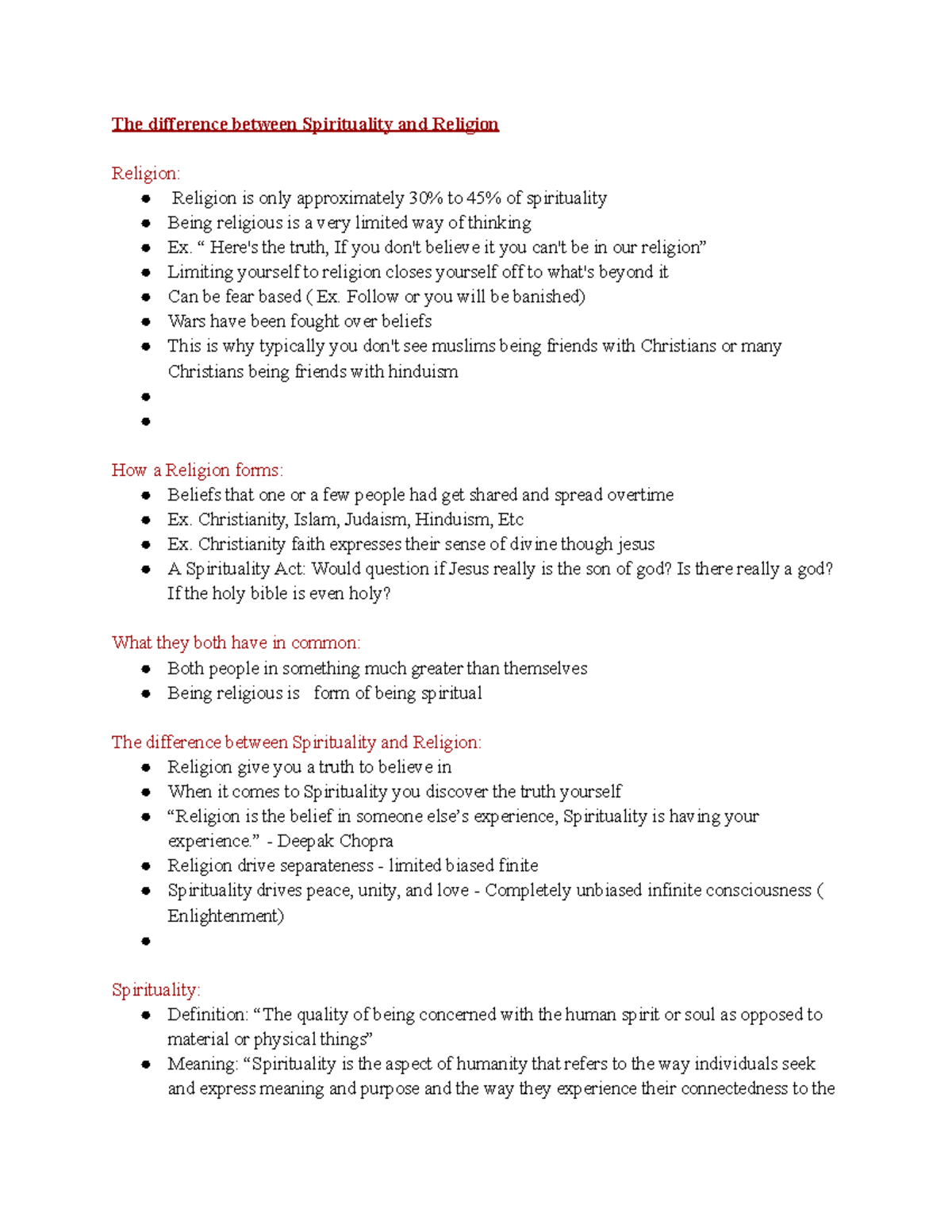 Spirituality - Google Docs - The difference between Spirituality and ...