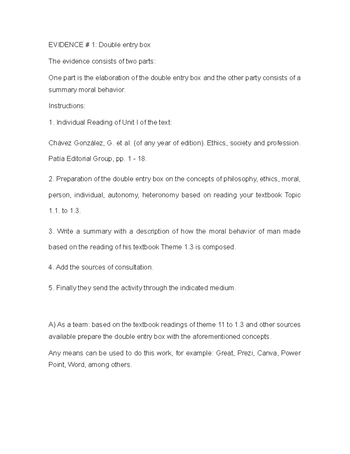 Evidence 1 Etica Y Profesion Cuadro DE Doble Entrada - EVIDENCE # 1 ...