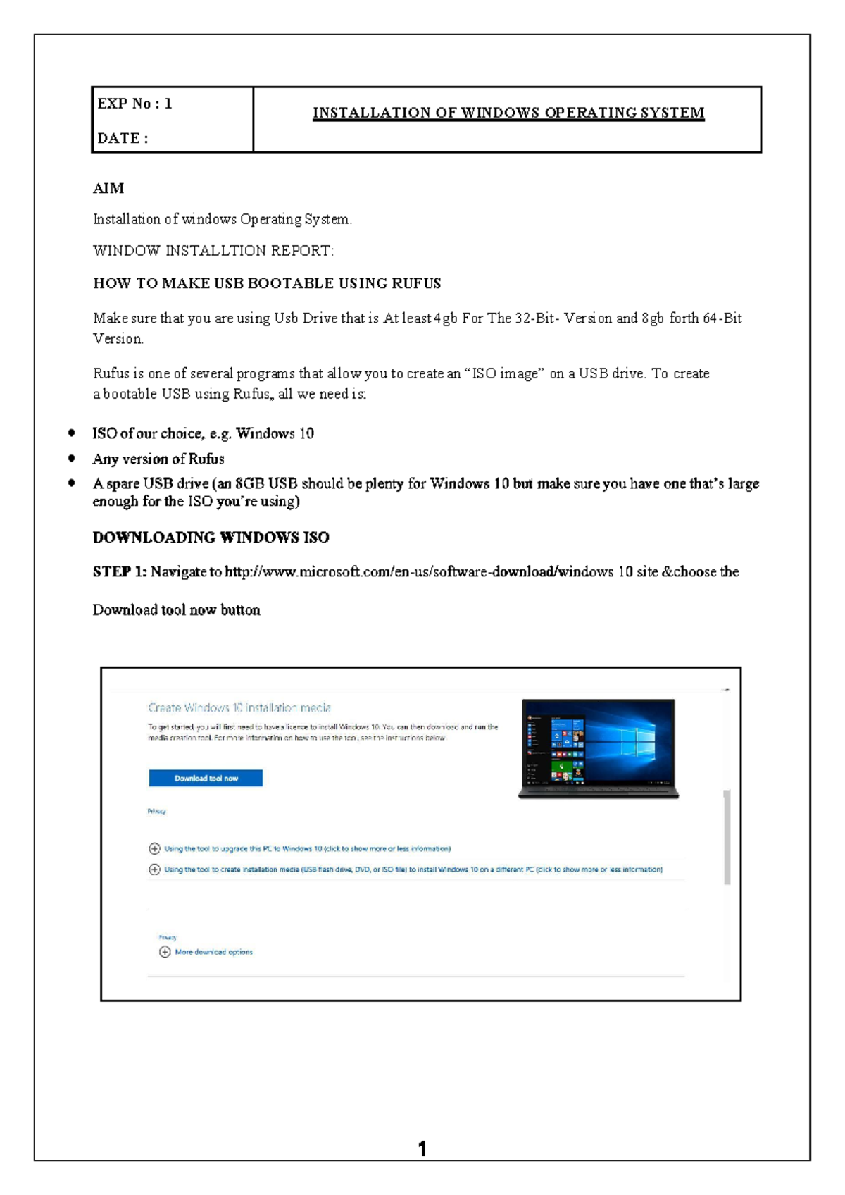 operating system laboratory materials - EXP No : 1 INSTALLATION OF ...