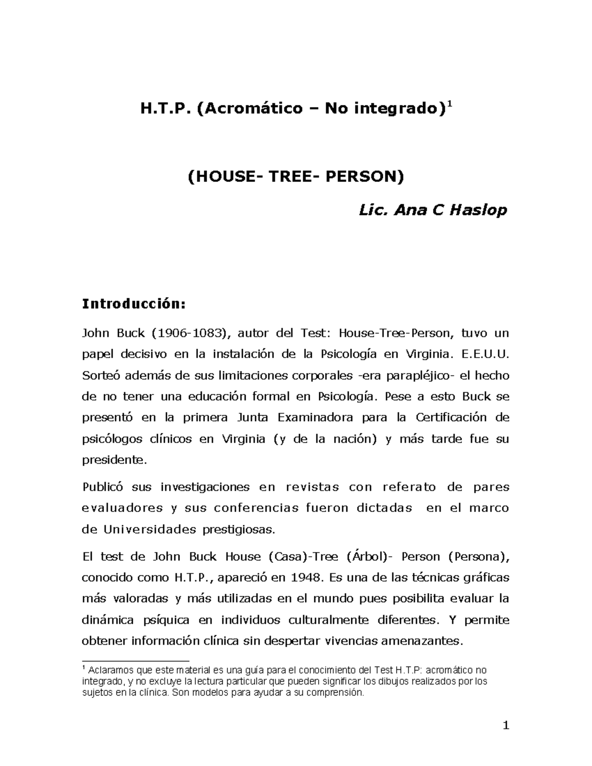 El test de htp no integrado - H.T. (Acromático – No integrado) 1 (HOUSE ...