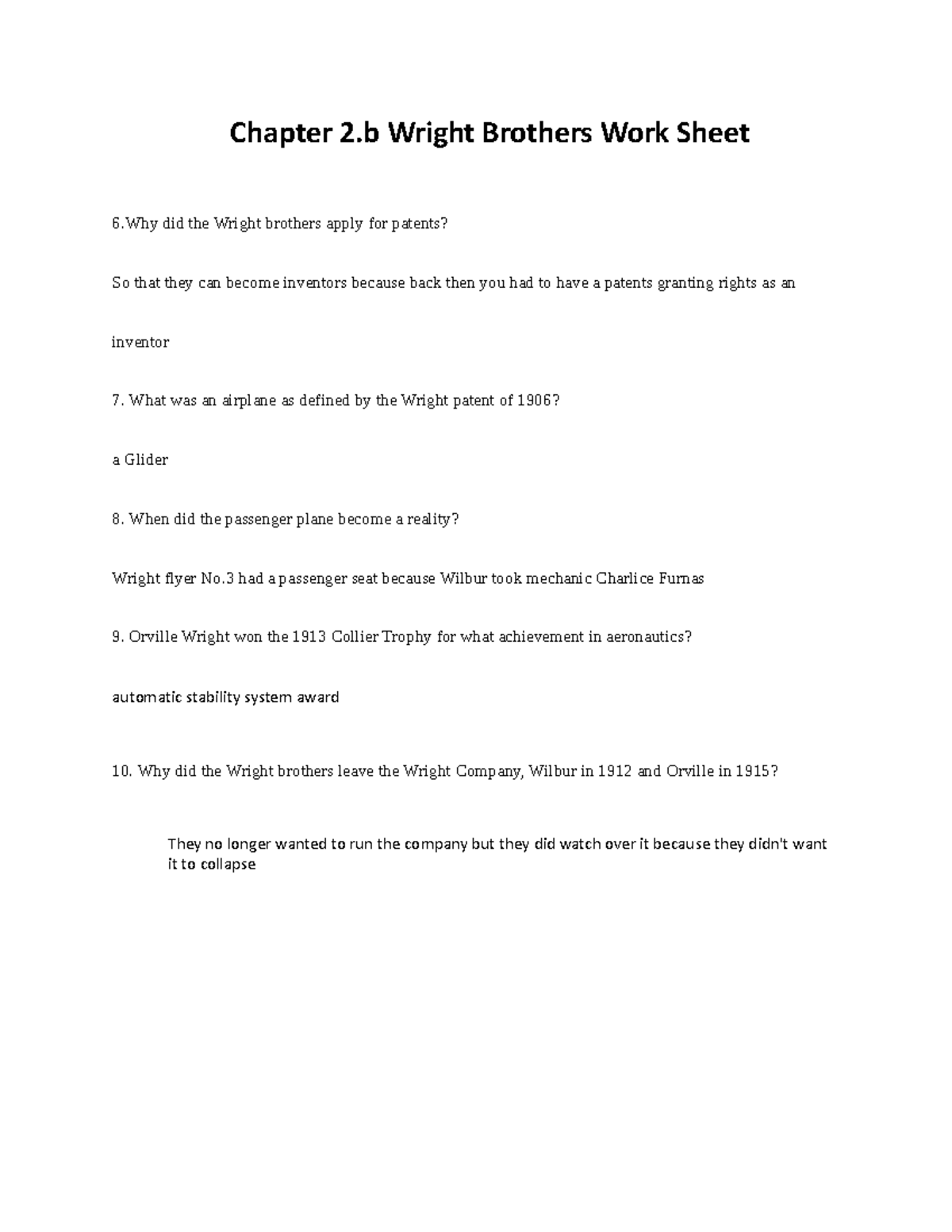 Chapter 2.b Wright Brothers Work Sheet.TP - Chapter 2 Wright Brothers ...