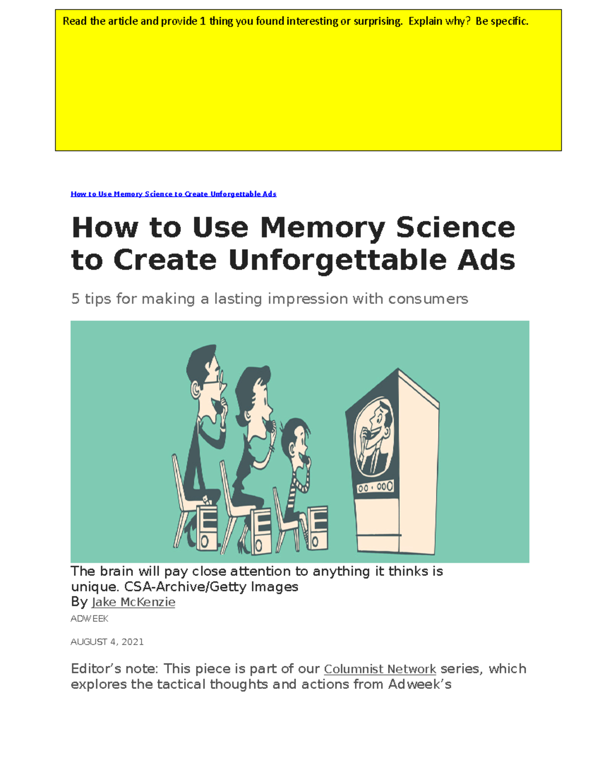 How to Use Memory Science to Create Unforgettable Ads - CSA-Archive/Getty Images By Jake ...