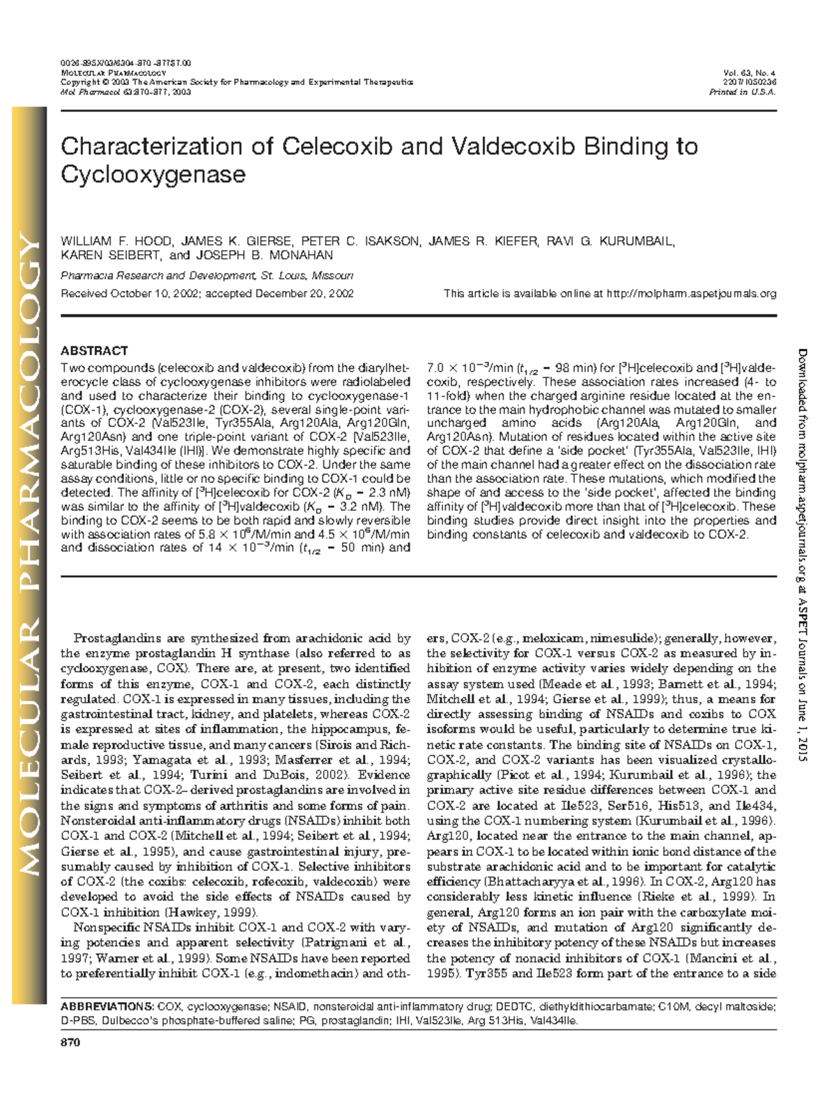 Valdecoxib - hdubc fhib wudbh ec - Characterization of Celecoxib and Valdecoxib Binding to ...