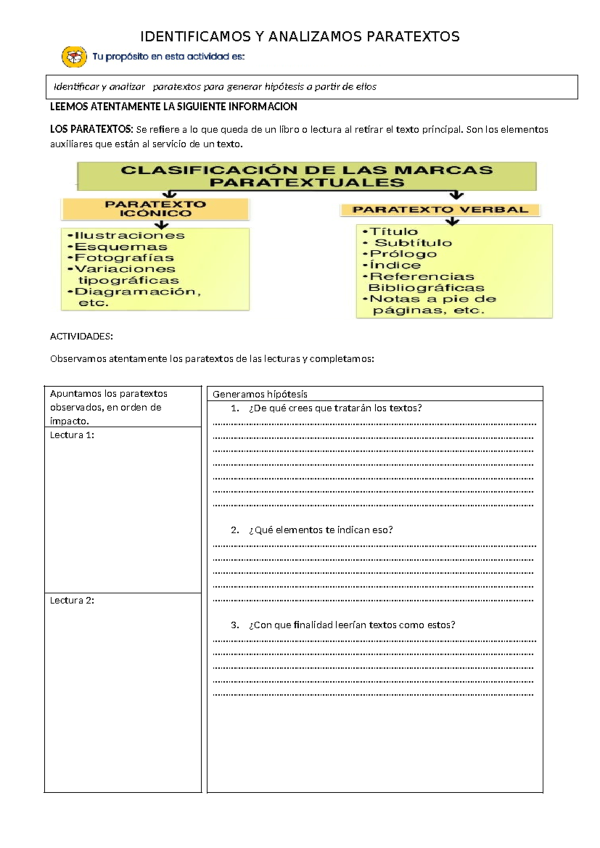 Identificamos Y Analizamos Paratextos - IDENTIFICAMOS Y ANALIZAMOS ...