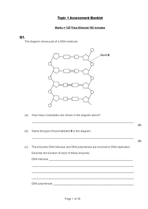 Topic 5 assessment booklet - Topic 5 Assessment Booklet Marks = 1`9 ...