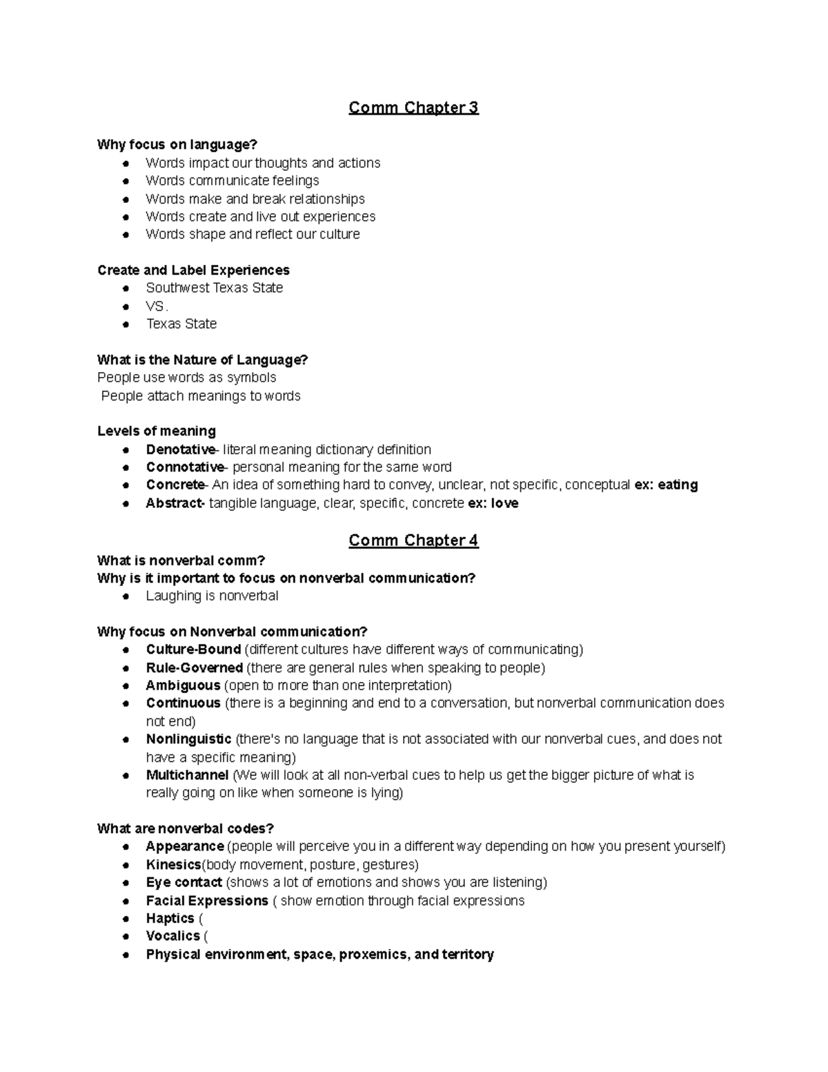 Comm Chapter 3 and 4 - Comm Chapter 3 Why focus on language? Words ...