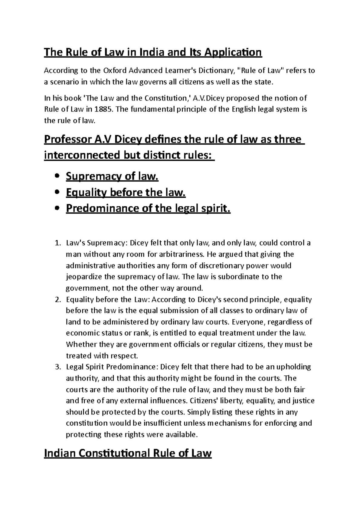 The Rule of Law in India and Its Application - The Rule of Law in India ...