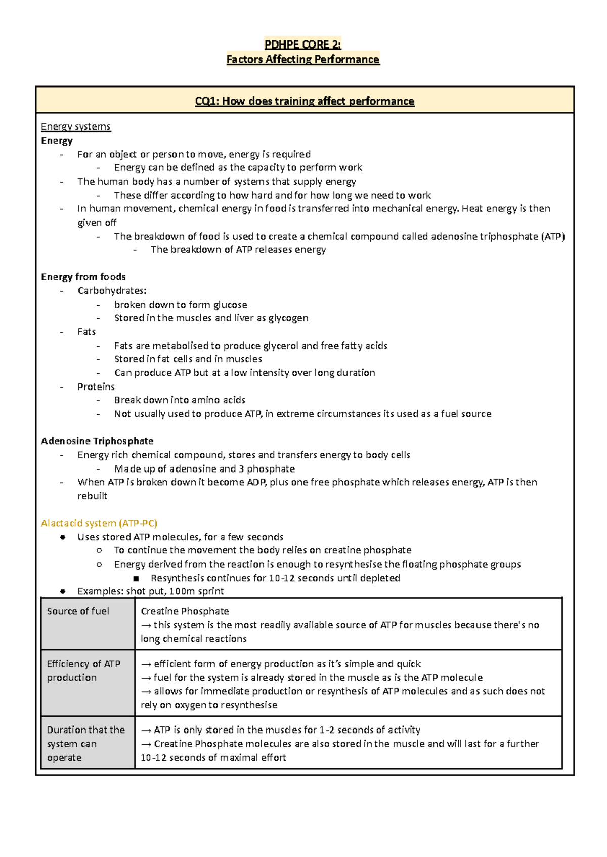 Pdhpe CORE 2 Factors Affecting Performance - PDHPE CORE 2: Factors ...
