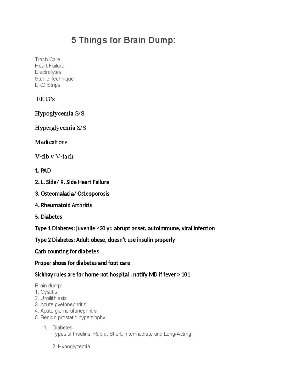 5 Things for Brain Dump - 5 Things for Brain Dump: Trach Care Heart ...