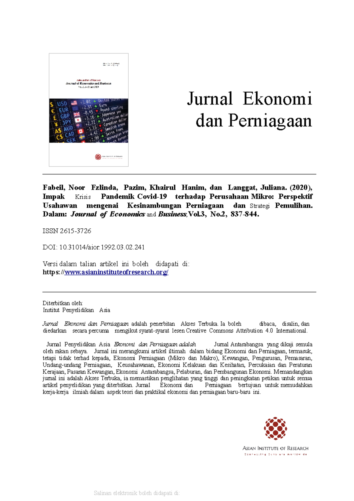 Article Review IN Malay - Salinan elektronik boleh didapati di: Jurnal ...