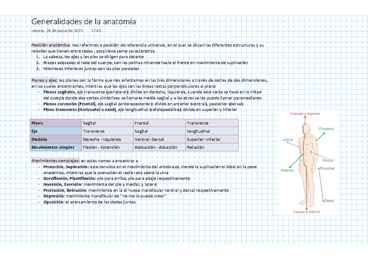 Generalidades de anatomia apunte - - Studocu