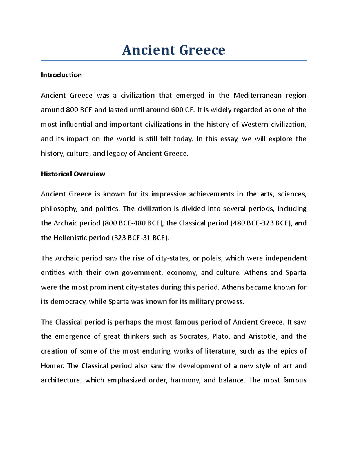 Ancient Greece - Ancient Greece Introduction Ancient Greece was a ...