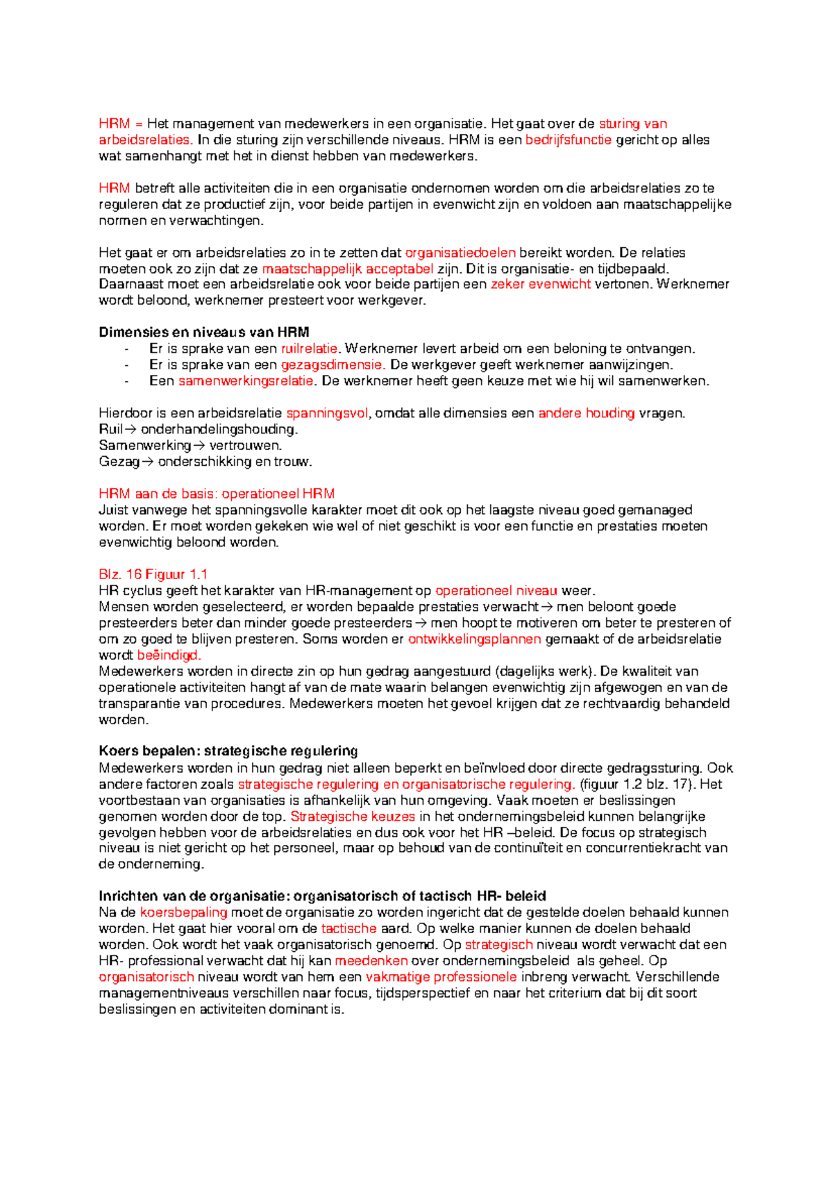 Samenvatting Human Resource Management - blok 5 - HRM = Het management ...