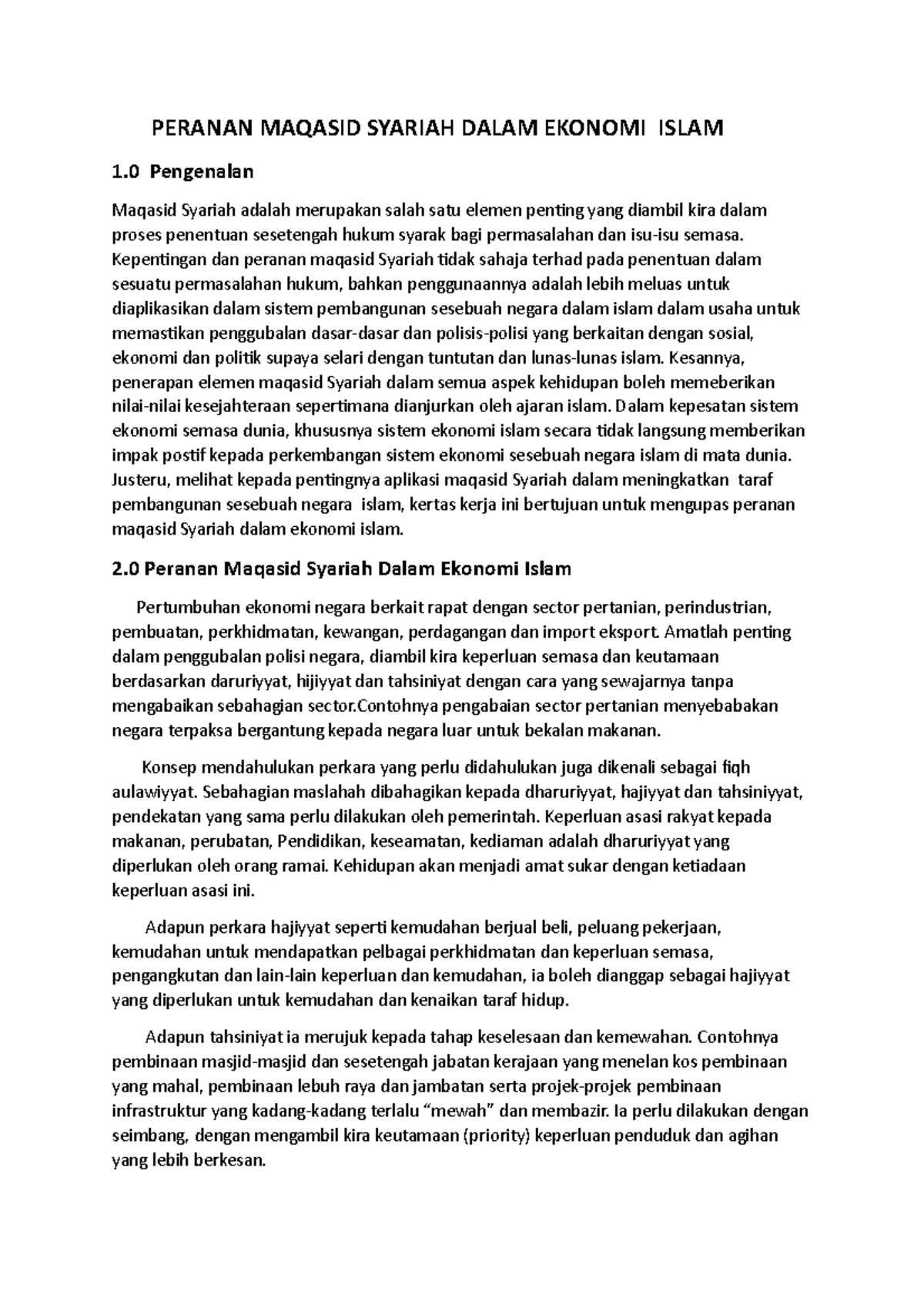 Peranan Maqasid Syariah Dalam Ekonomi Islam - PERANAN MAQASID SYARIAH ...