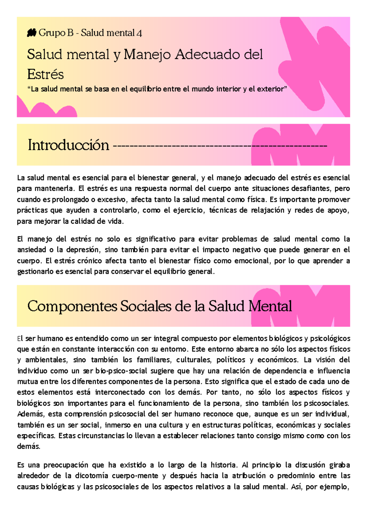 Salud mental y manejo adecuado del estrés - La salud mental es esencial ...