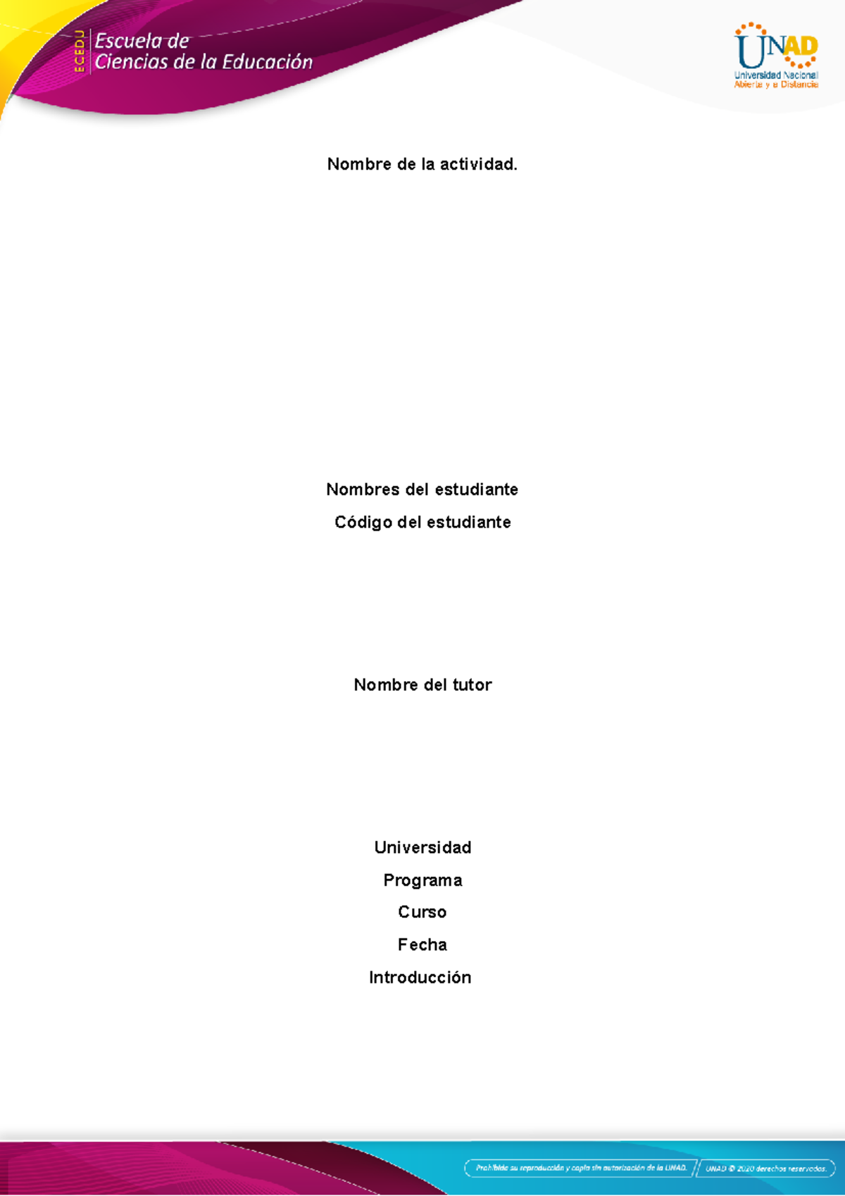Anexo 3 - Modelo unidad didáctica - Nombre de la actividad. Nombres del estudiante Código del ...