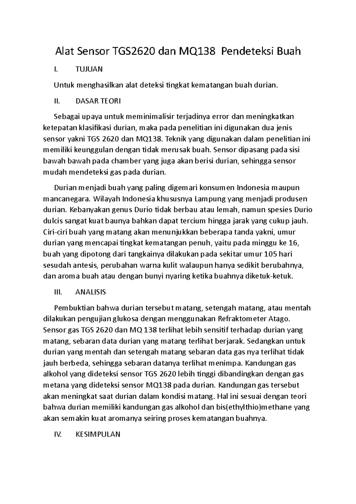 Alat Sensor Pendeteksi Buah Matang - Alat Sensor TGS2620 dan MQ138 ...