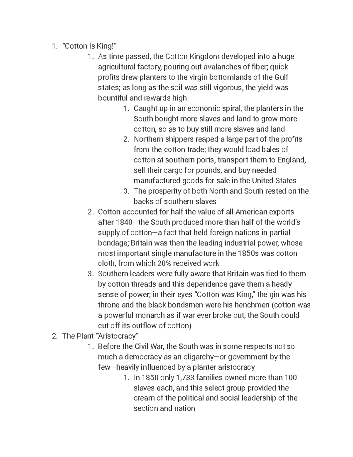 Chapter 16 The South and the Slavery Controversy, 1793-1860 - “Cotton ...