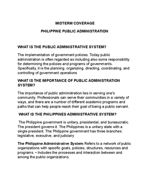 Public Administration - PHILIPPINE ADMINISTRATIVE LAW I. INTRODUCTION ...