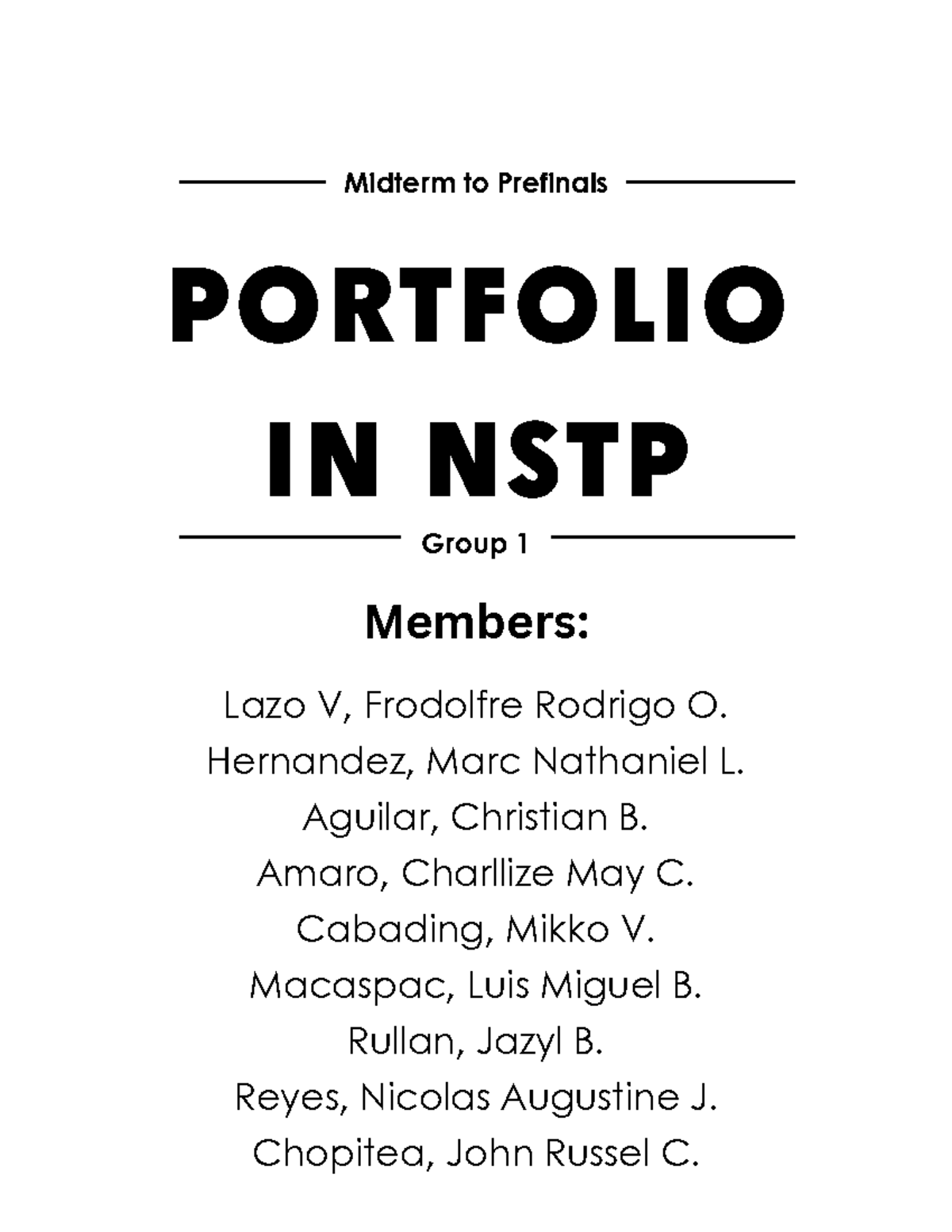 NSTP Portfolio - jnj - Midterm to Prefinals PORTFOLIO IN NSTP Members ...