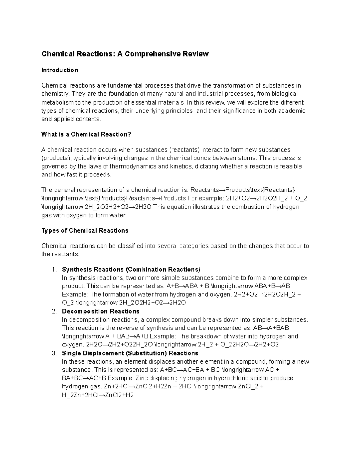 Chemical Reactions A Comprehensive Review - Chemical Reactions: A ...