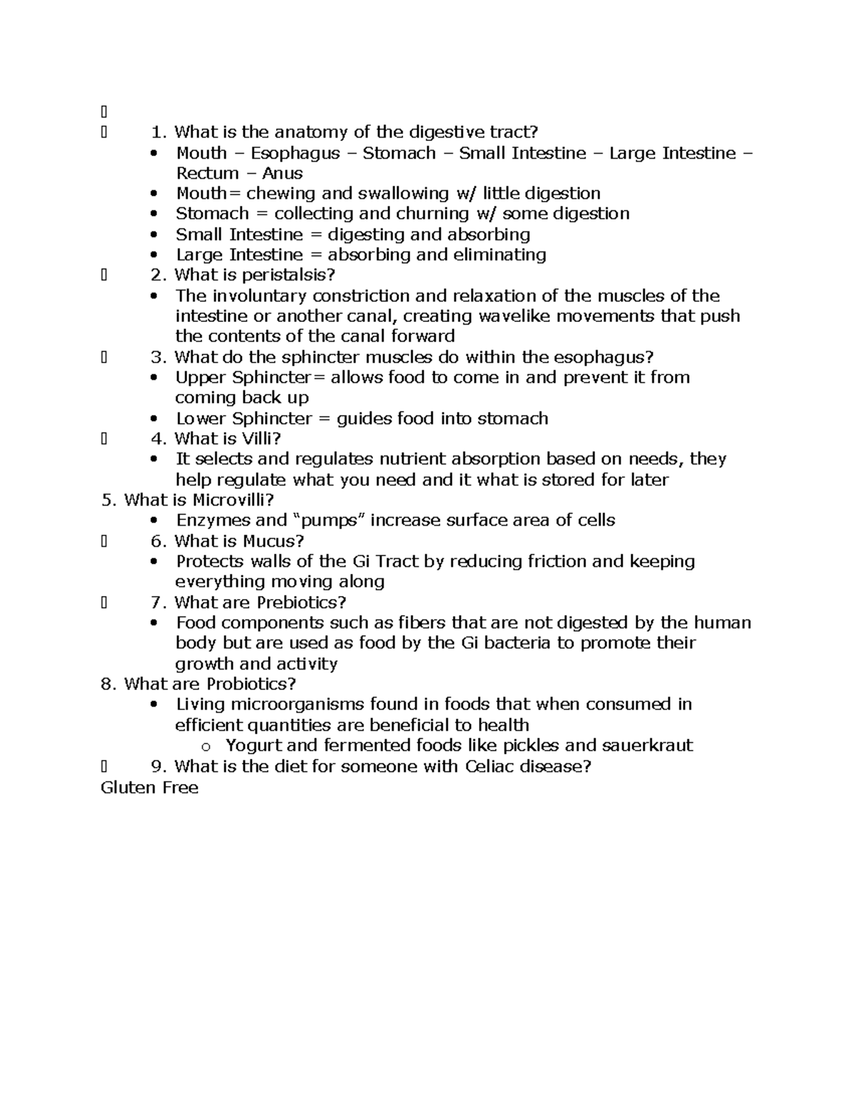 Nutrition Final Exam ch 3 - 1. What is the anatomy of the digestive ...