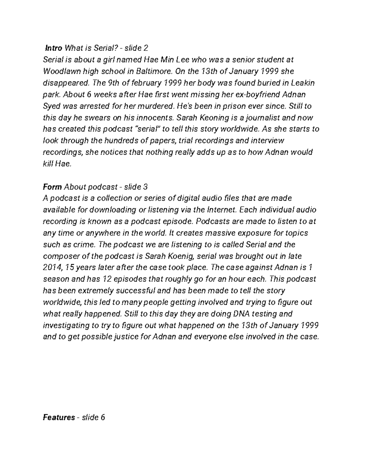 English assessment 2 - speech part - Intro What is Serial? - slide 2 ...