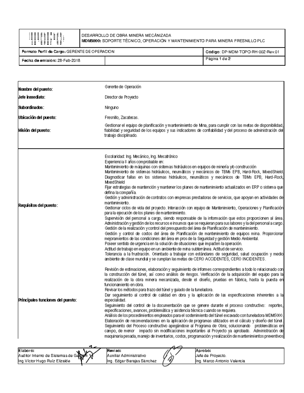 DP-MDM-TOPO-RH-002-Rev.02 (Gerente de Operacion) - DESARROLLO DE OBRA ...