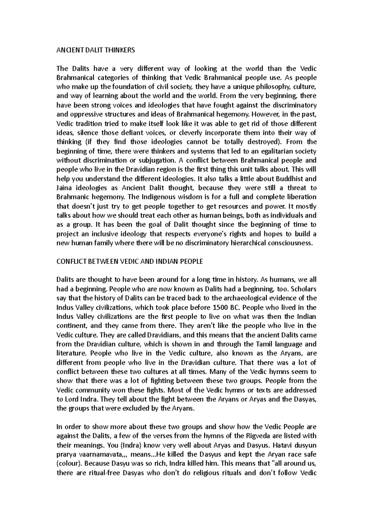 Ancient Dalit Thinkers - ANCIENT DALIT THINKERS The Dalits have a very ...