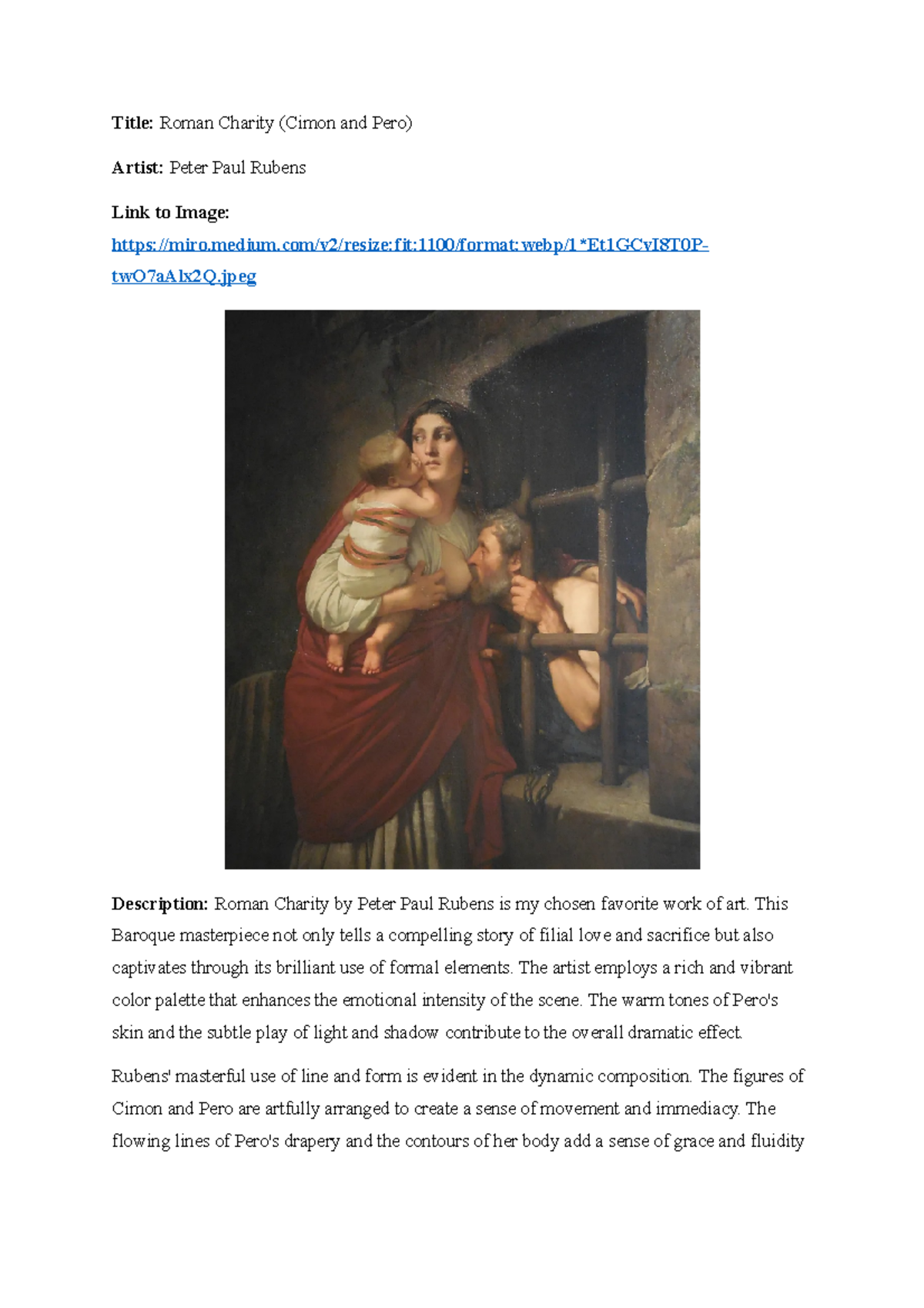 Title Roman Charity (Cimon and Pero) Artist Peter Paul Ruben - - Studocu