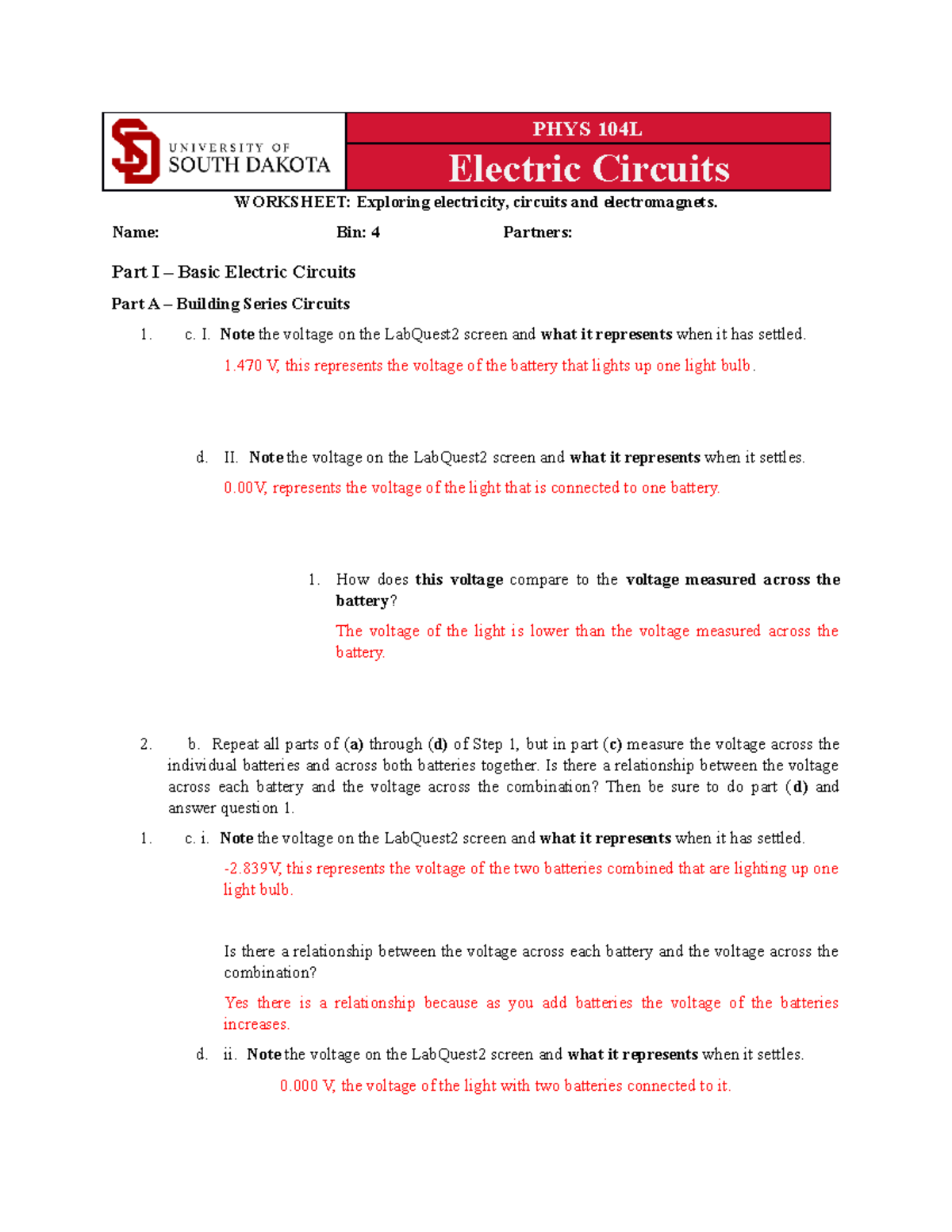 104L - 6 Worksheet Electric Circuits - PHYS 104L Electric Circuits ...