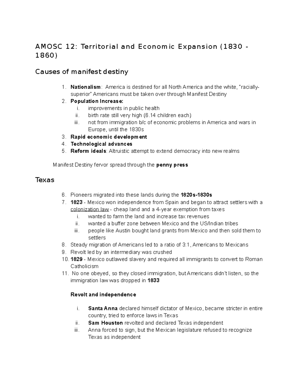 Amosc 12 - Amsco chap 12 lecture notes. - AMOSC 12: Territorial and ...