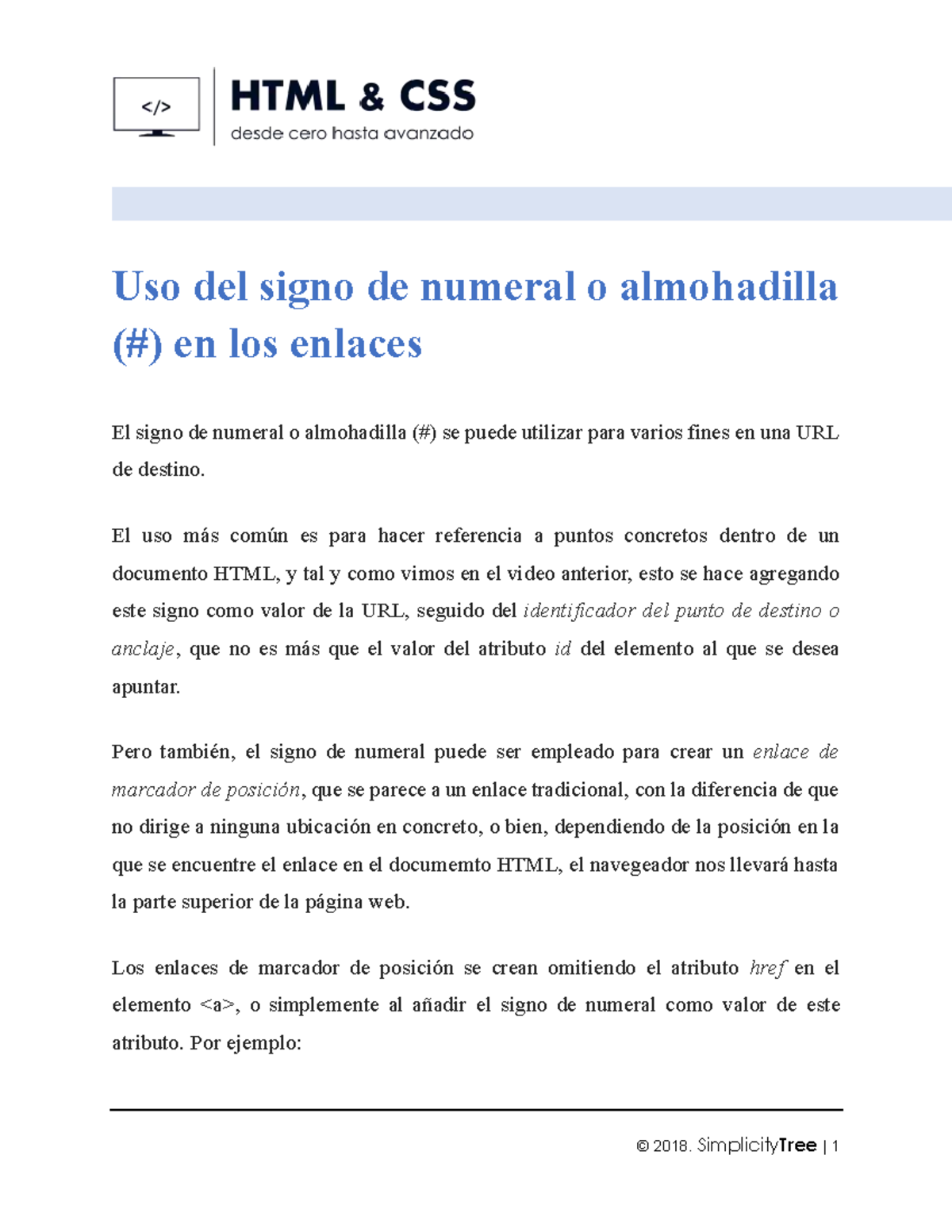 Uso signo numeral o almohadilla - © 2018. SimplicityTree | 1 Uso del ...