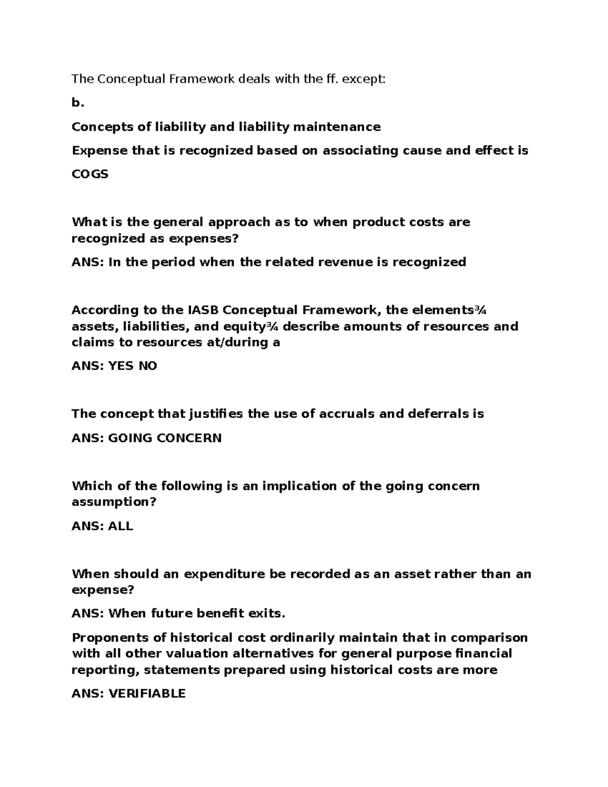 IA3 - IA 3 - The Conceptual Framework deals with the ff. except: b ...