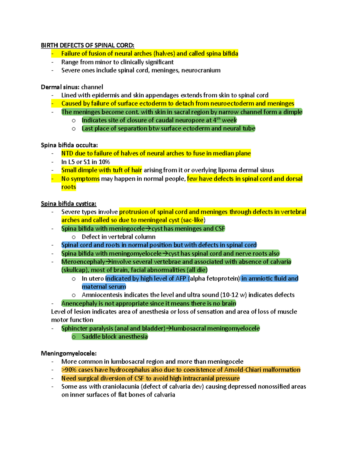 NTDs and birth defects - BIRTH DEFECTS OF SPINAL CORD: Failure of ...