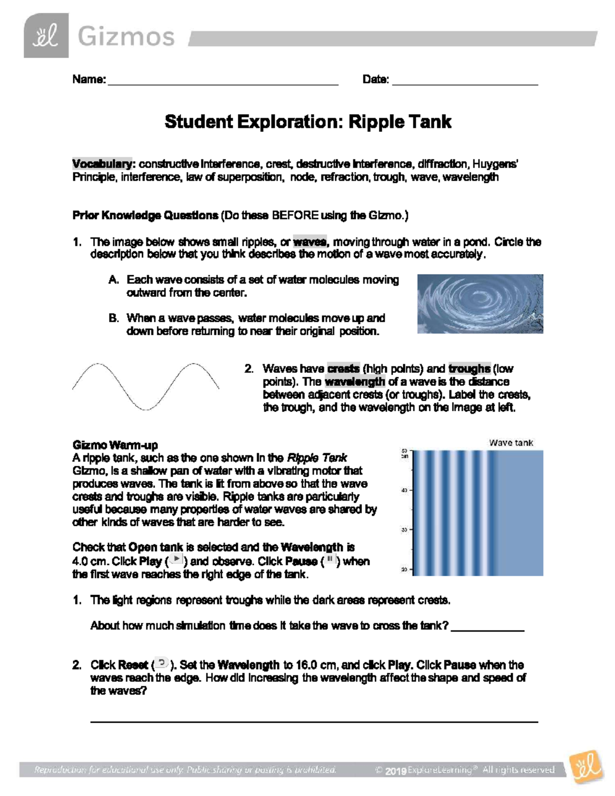 Ripple Tank (Diffraction) Gizmo - WMS 495 - Studocu