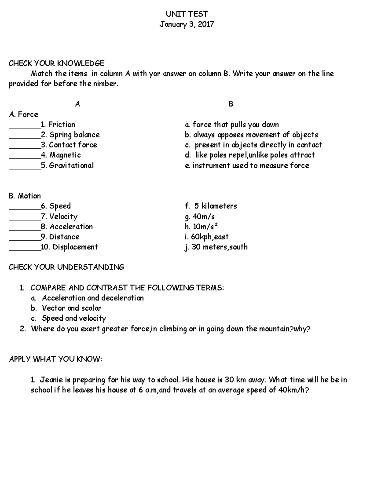 UNIT TEST - This is only for requirement. This Is also not mine - UNIT ...