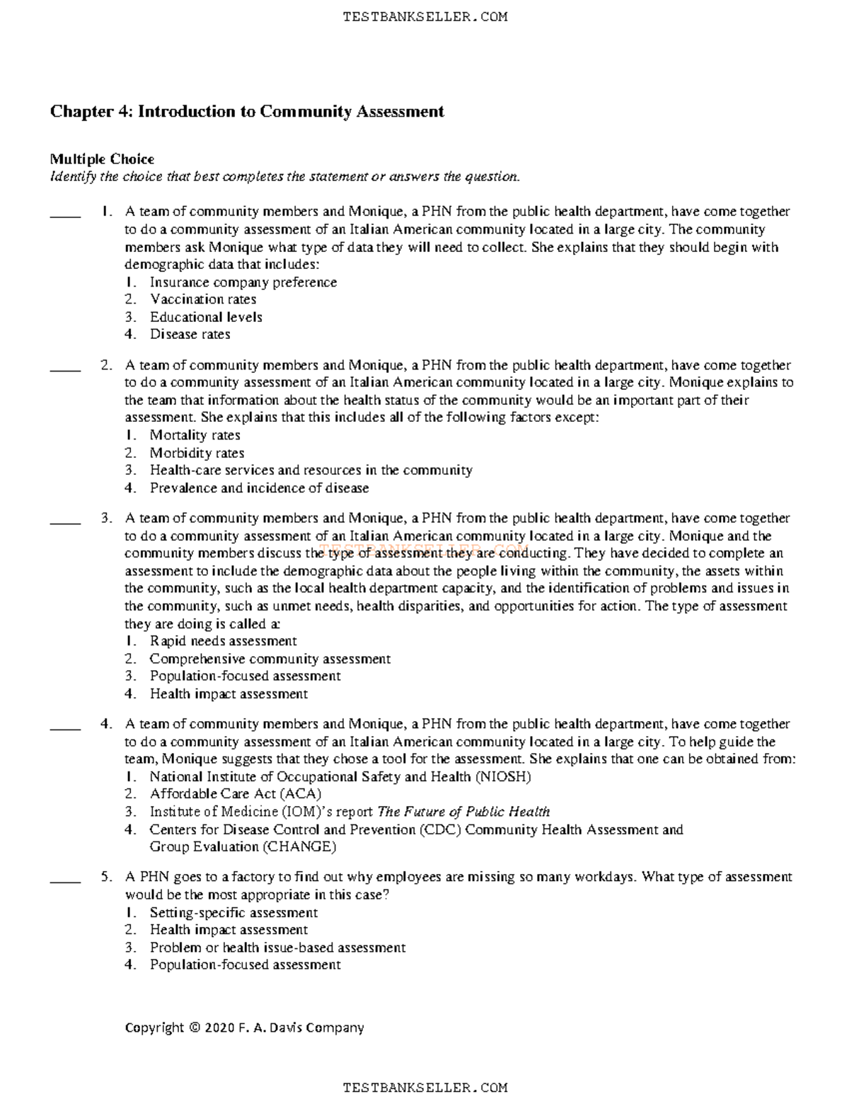 Community chapter 4 practice question - Chapter 4: Introduction to ...