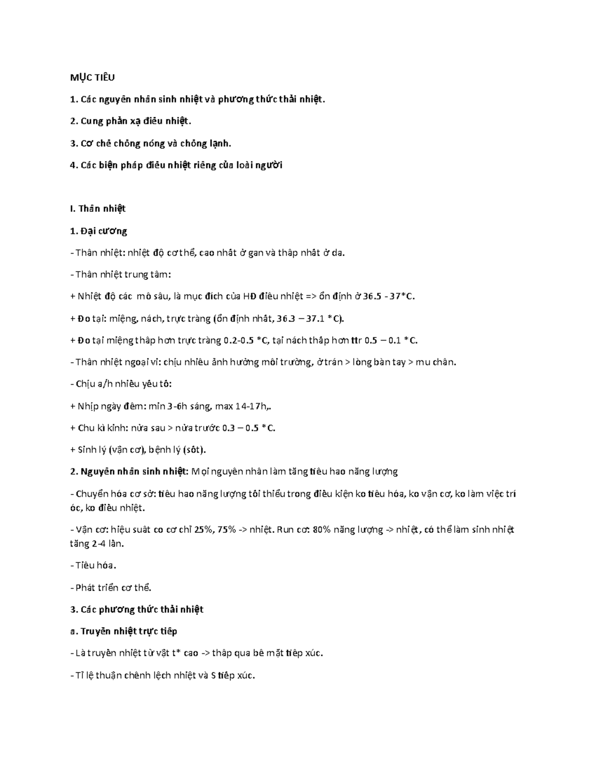 SL điều nhiệt - General physiology - M ỤC TIÊU Các nguyên nhân sinh nhi t và phệ ương th ức th i ...